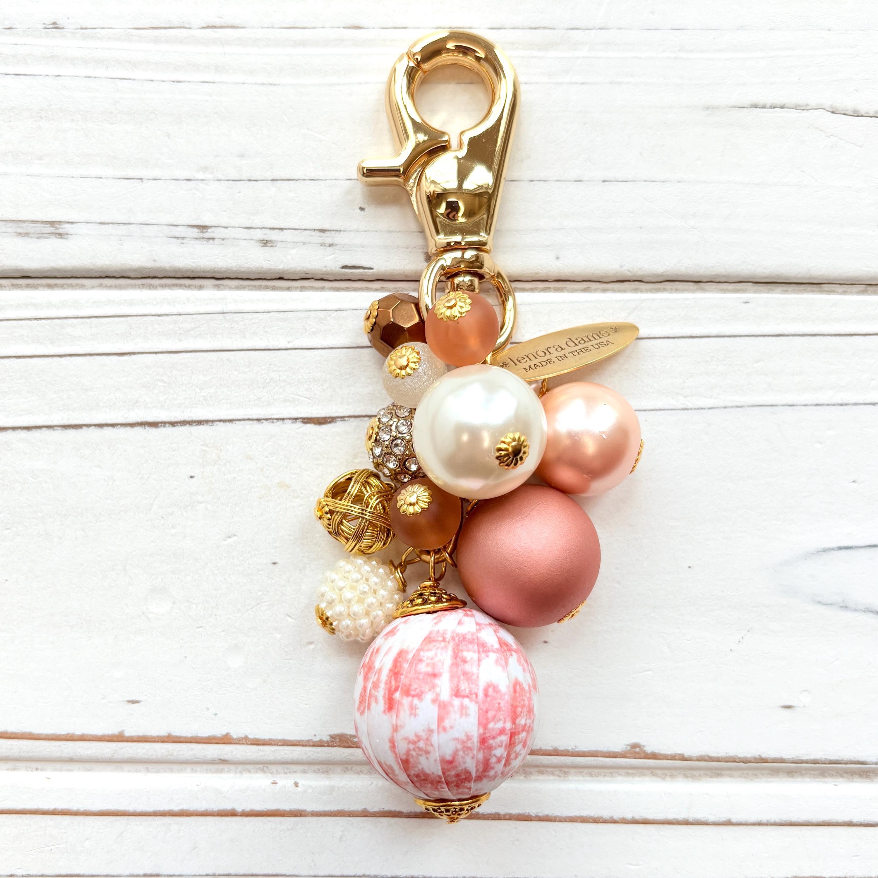 Just Peachy Toile Purse Charm - Lenora Dame Studio