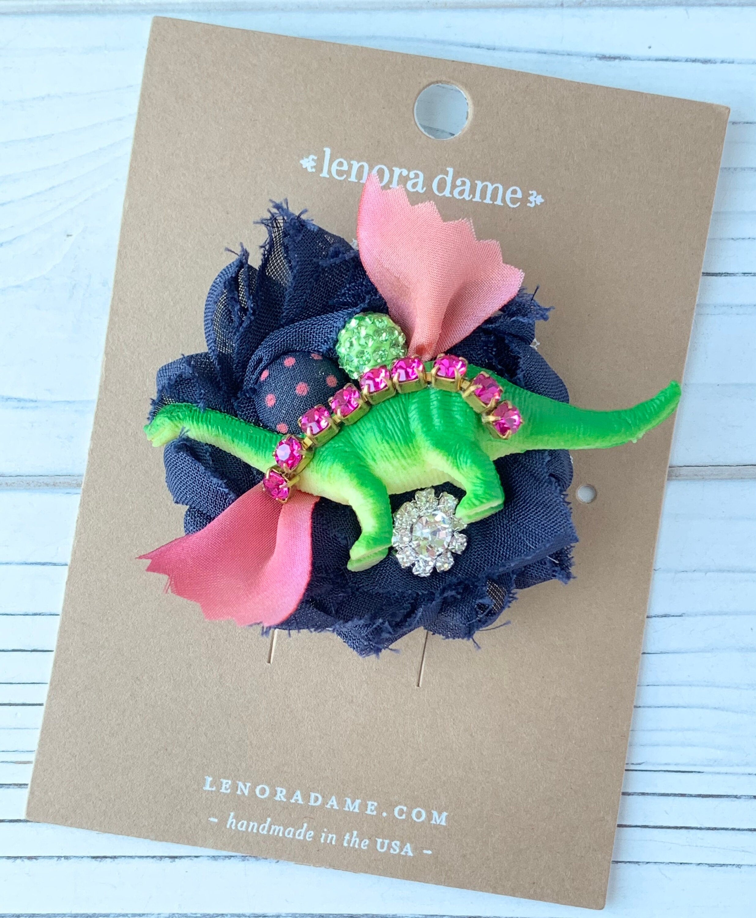 Dino-Mite Dinosaur Barrette in Verbena – Lenora Dame