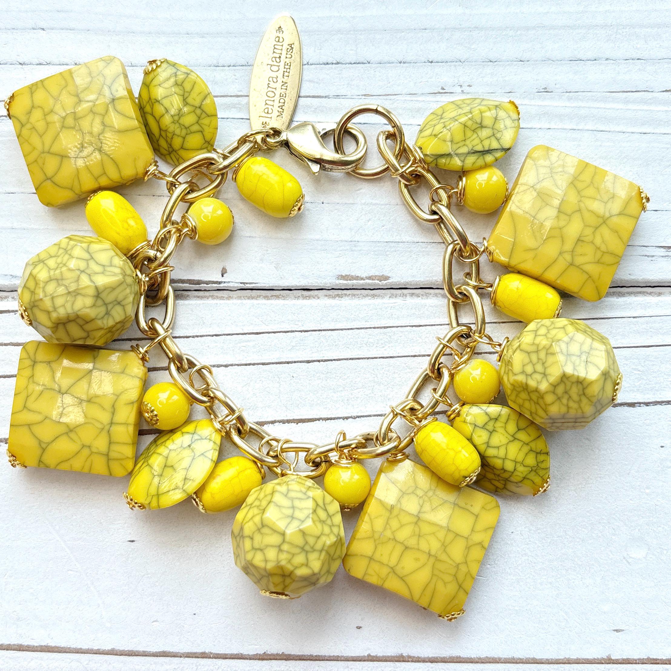 Lemon Yellow Charm Bracelet - Lenora Dame Jewelry
