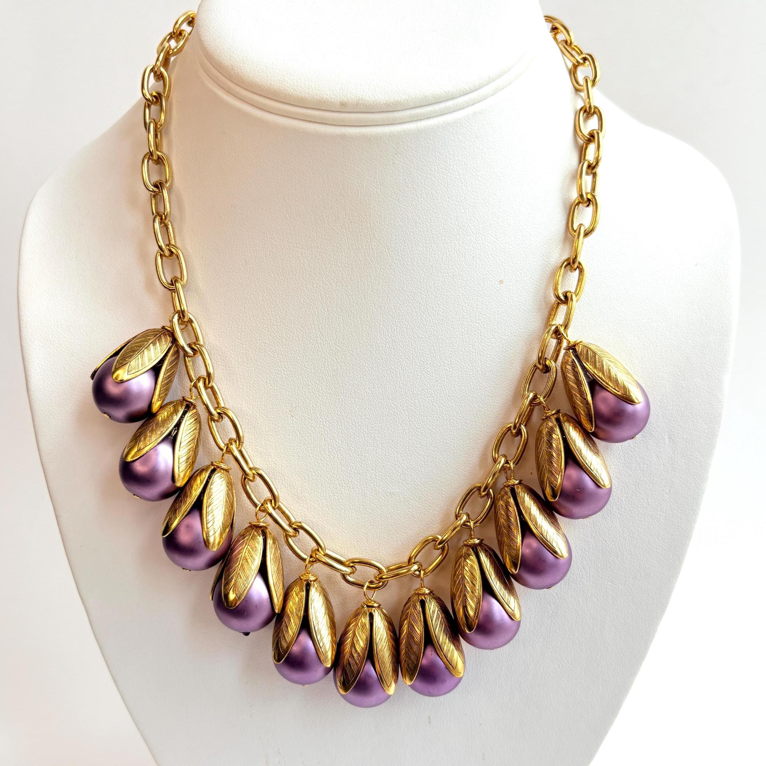 Colorful Classic Pearl Bead Cap Charm Necklace - Lenora Dame Jewelry