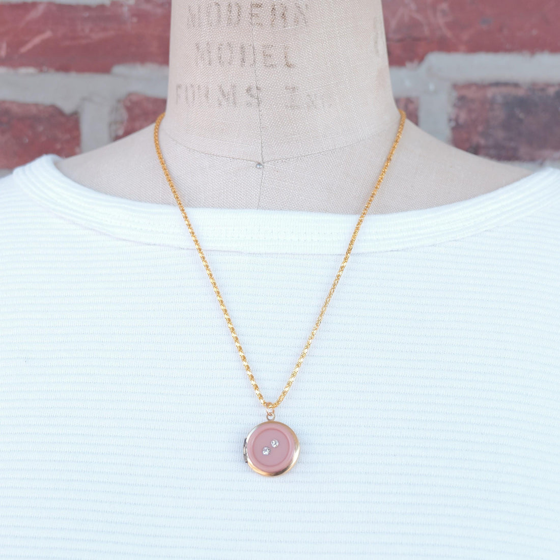 Lenora Dame One-of-a-Kind vintage button Charm locket necklace