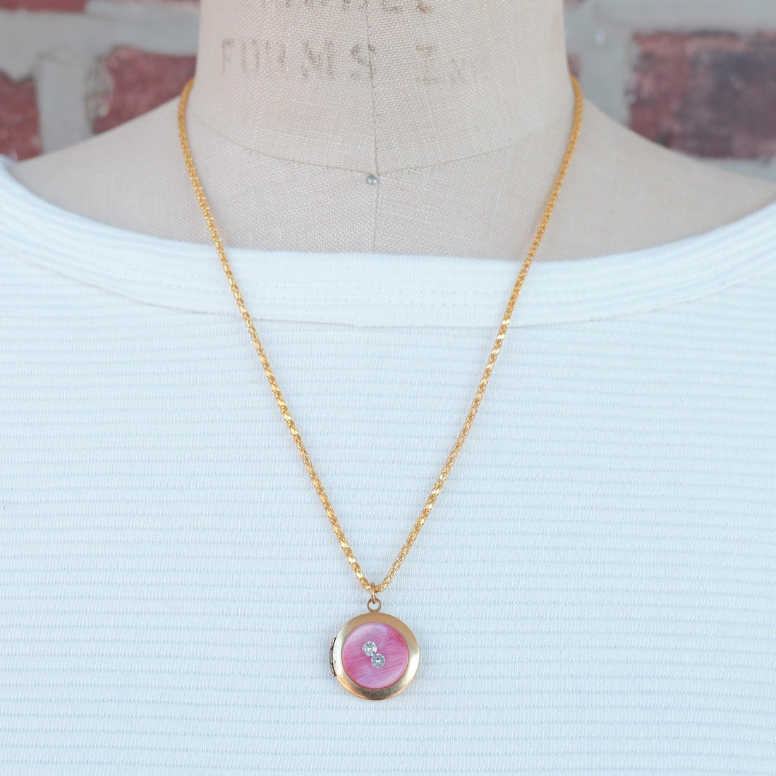 Lenora Dame One-of-a-Kind vintage button Charm locket necklace